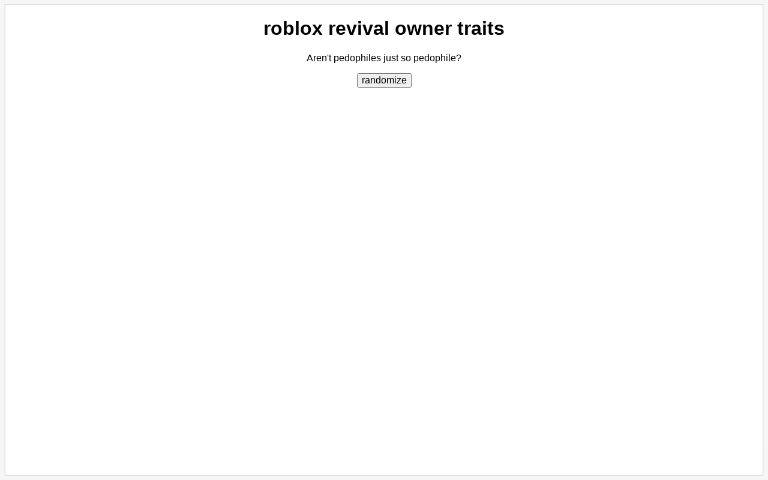 roblox revival owner traits ― Perchance Generator