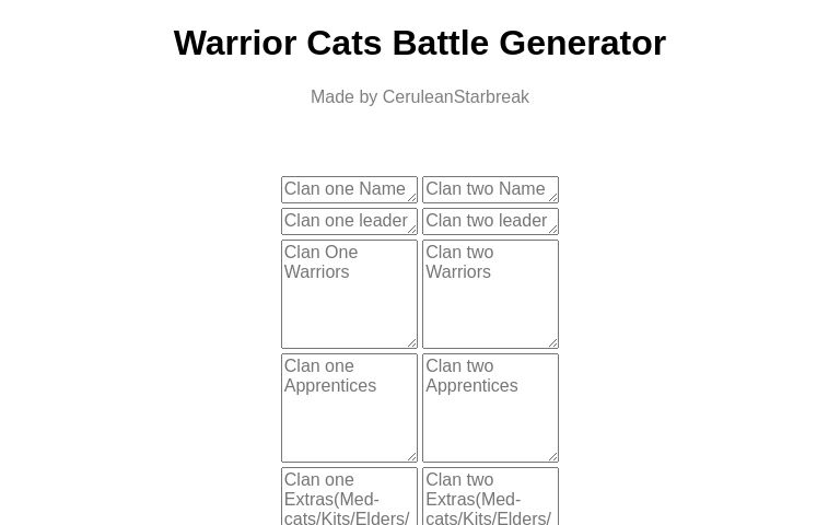 Warrior Cats Battle Generator