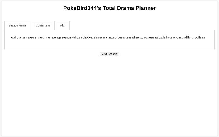 PokeBird144's Total Drama Planner ― Perchance Generator