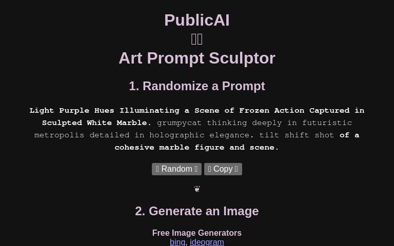 PublicAI 🏛️🧠 Art Prompt Sculptor ― Perchance Generator