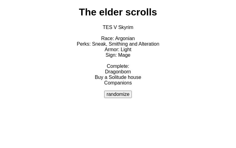 The elder scrolls ― Perchance Generator