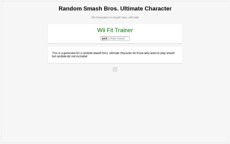 Random Smash Bros. Ultimate Character ― Perchance Generator