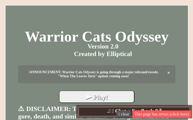 Warrior Cats Odyssey ― Perchance Generator