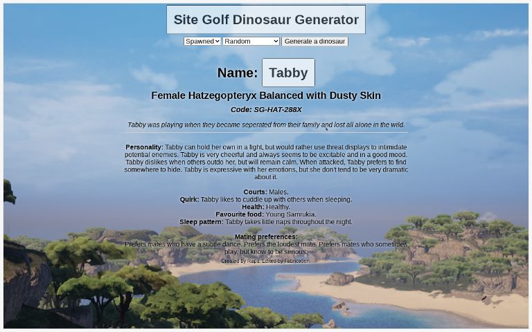 Site Golf Dinosaur Generator