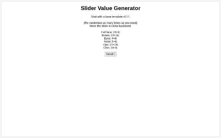 Slider Value Generator