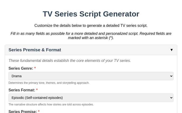 TV Series Script Generator