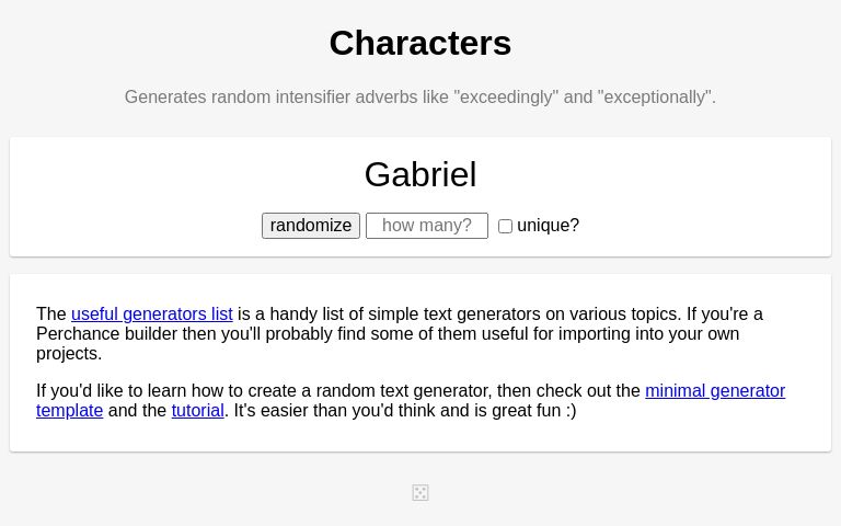 Characters ― Perchance Generator