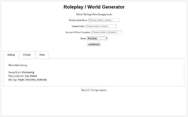 Roleplay / World Generator