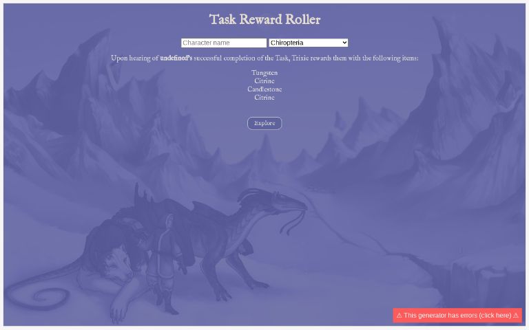 Task Reward Roller ― Perchance Generator