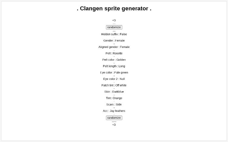 Clangen sprite generator