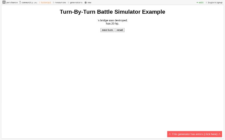 Turn-By-Turn Battle Simulator Example ― Perchance Generator