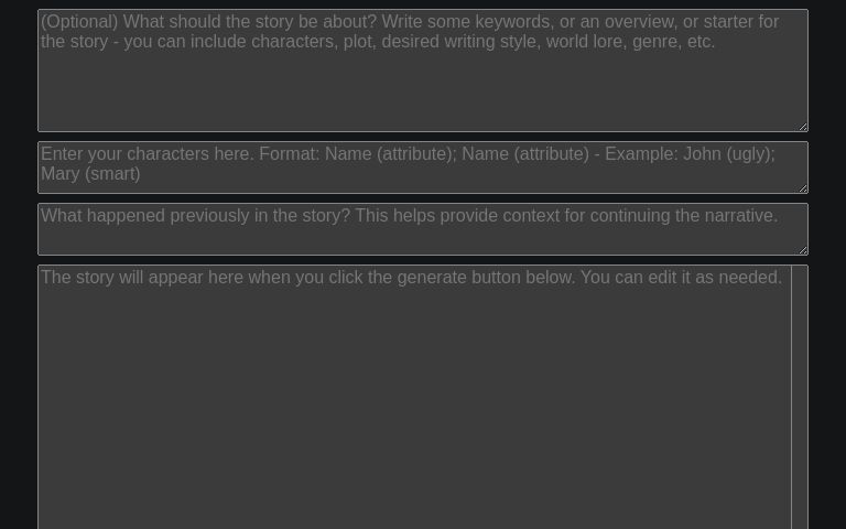 Burg's Take on AI Story Generator (free, unlimited, no sign-up)