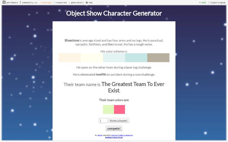 Object Show Character Generator