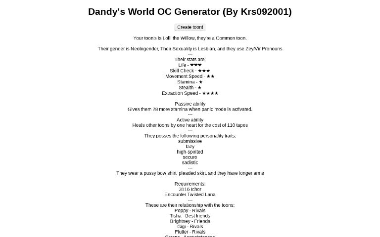 Dandy's World OC Generator (By Krs092001)