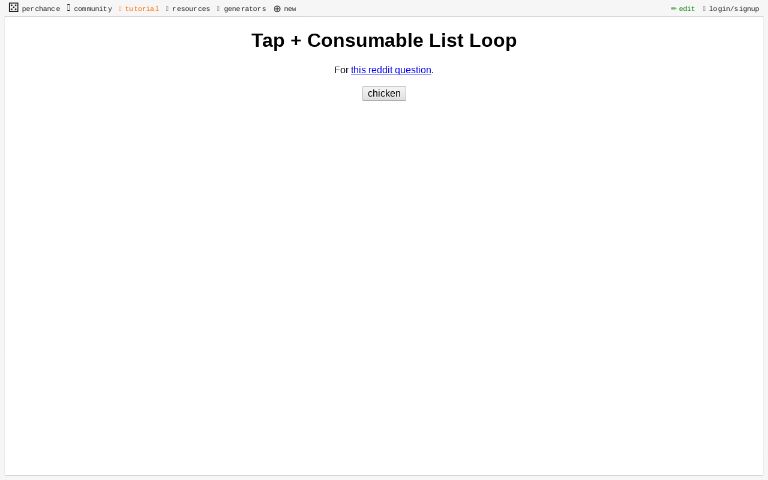 Tap + Consumable List Loop ― Perchance Generator