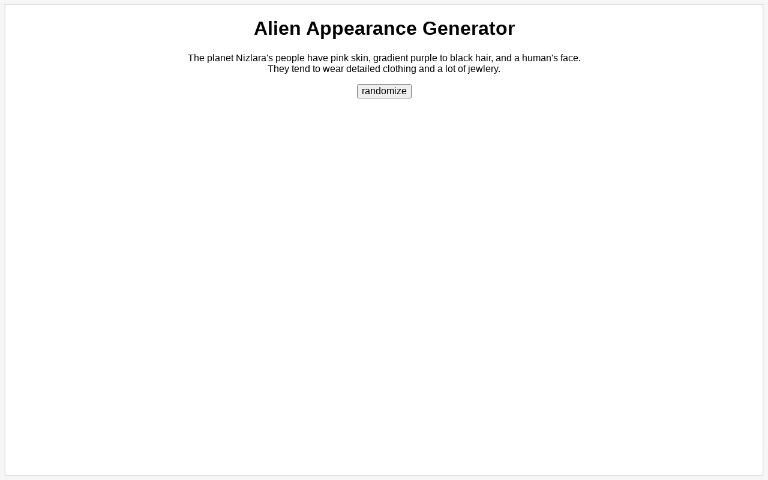 Alien Appearance Generator