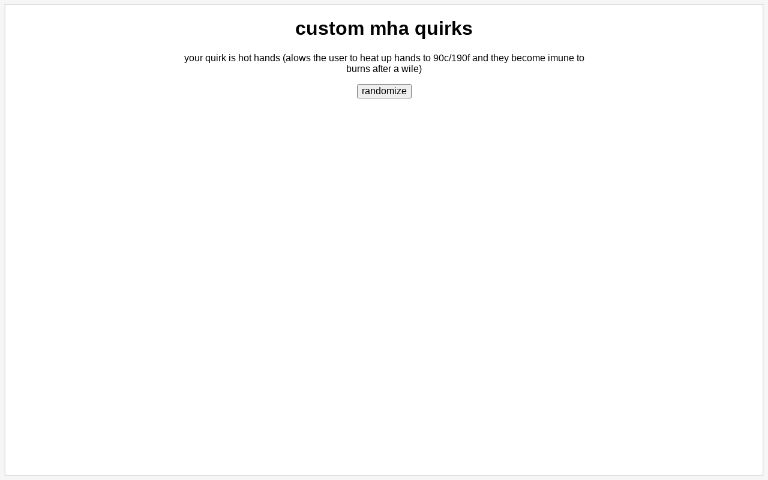 custom mha quirks ― Perchance Generator