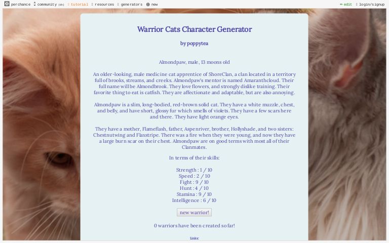 Warrior Cats Character Generator