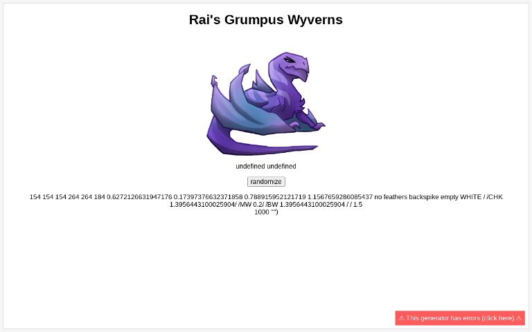 Rai's Grumpus Wyverns ― Perchance Generator