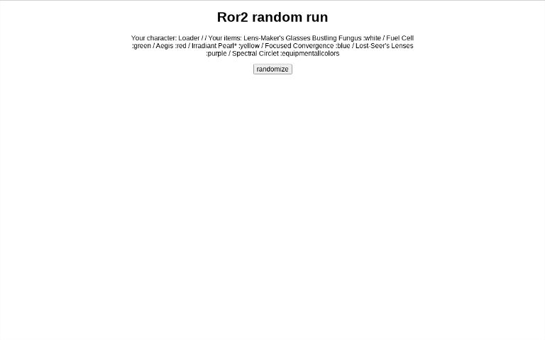 Ror2 random run ― Perchance Generator