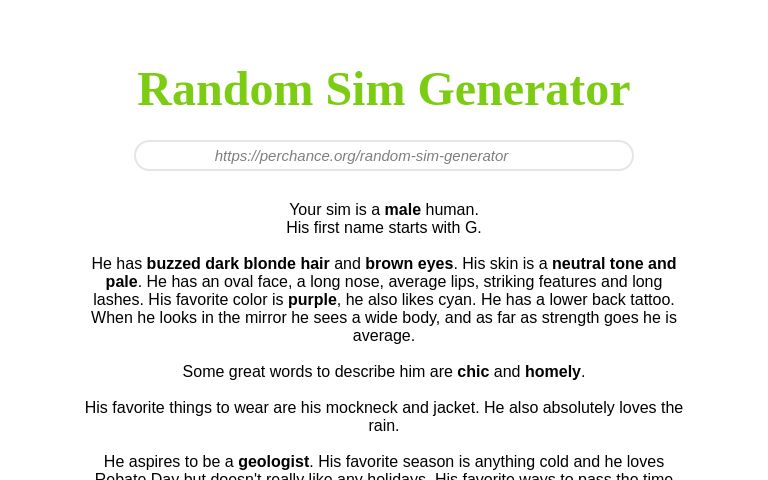 Random Sim Generator