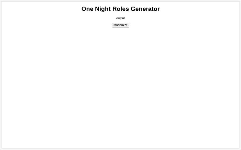 One Night Roles Generator