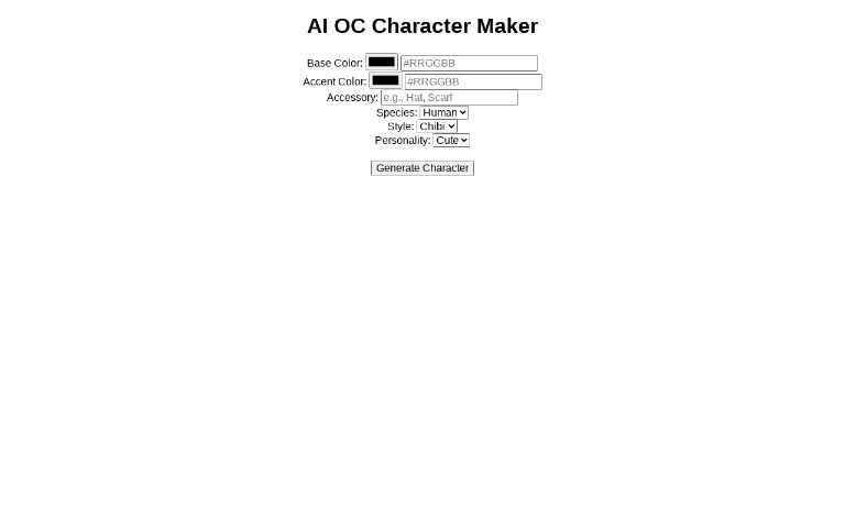 AI OC Character Maker ― Perchance Generator