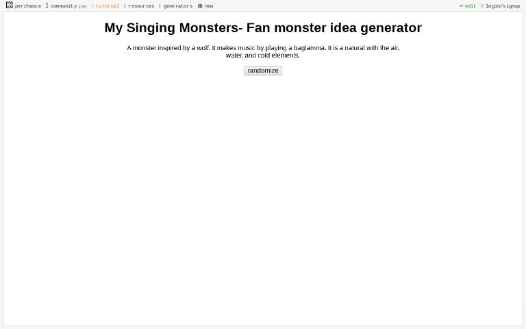 My Singing Monsters- Fan monster idea generator
