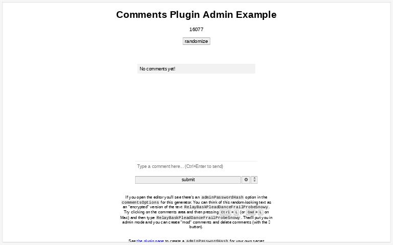 Comments Plugin Admin Example