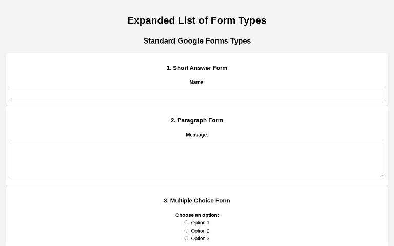 Expanded List of Form Types ― Perchance Generator