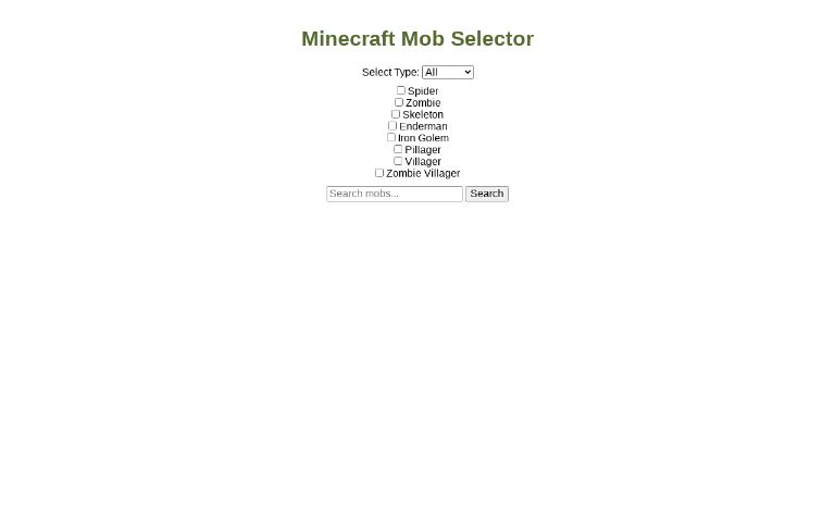 Minecraft Mob Selector ― Perchance Generator