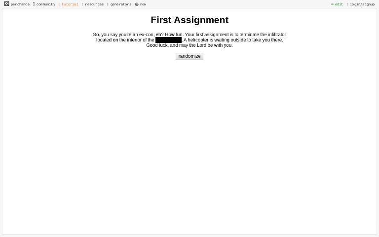 First Assignment ― Perchance Generator