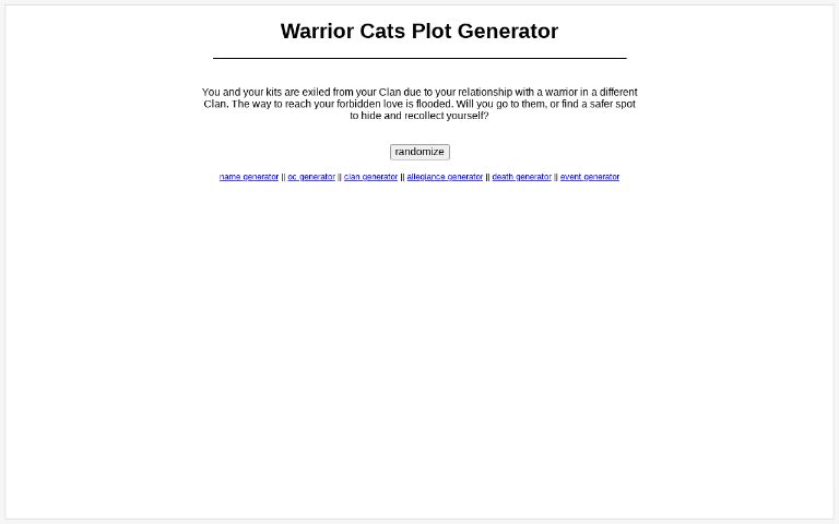 Warrior Cats Plot Generator