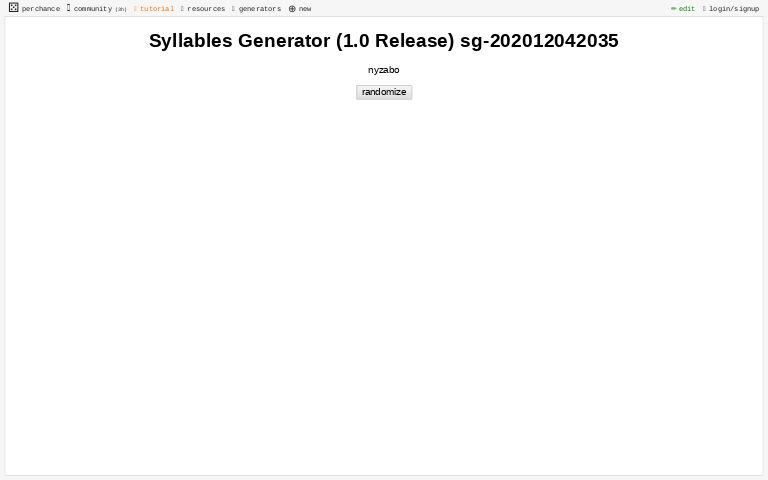 Syllables Generator (1.0 Release) sg-202012042035