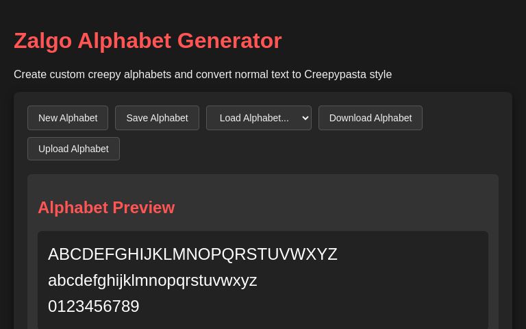 Zalgo Alphabet Generator