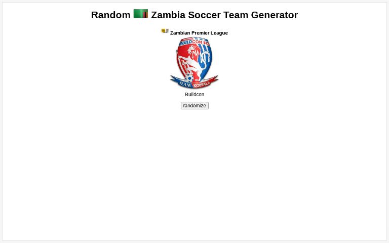 Random Zambia Soccer Team Generator