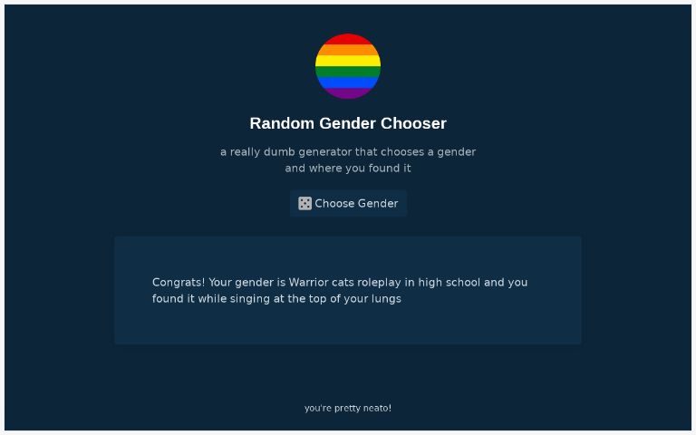 Random Gender Chooser ― Perchance Generator