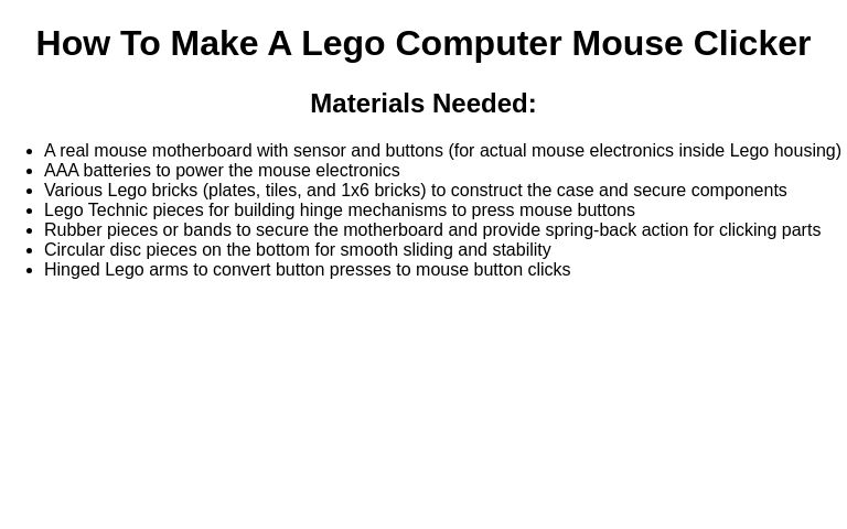 How To Make A Lego Computer Mouse Clicker ― Perchance Generator