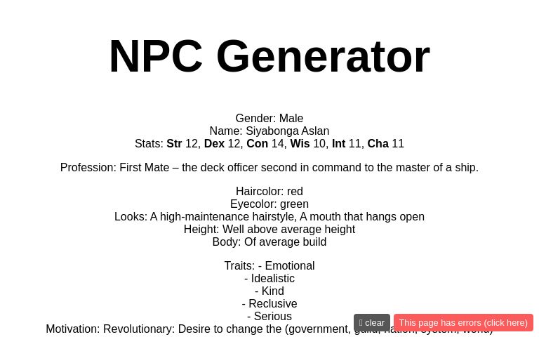 NPC Generator