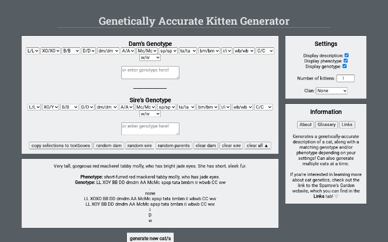 Genetically Accurate Kitten Generator