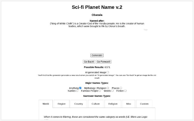 Sci-fi Planet Name v.2 ― Perchance Generator