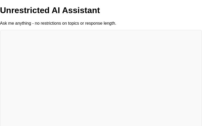 Unrestricted AI Assistant ― Perchance Generator