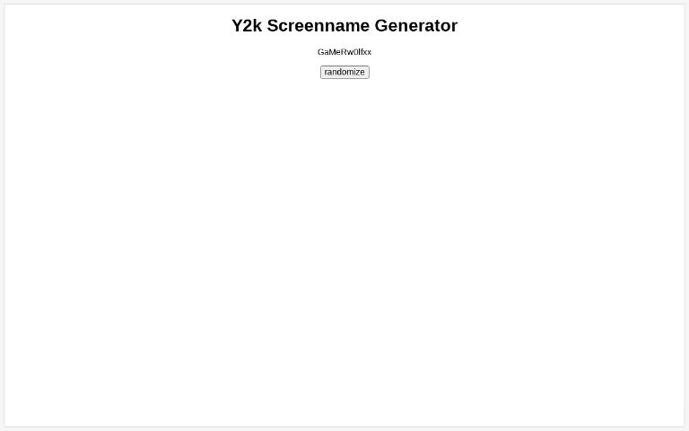 Y2k Screenname Generator
