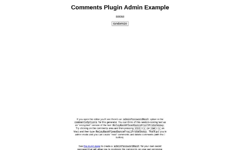 Comments Plugin Admin Example