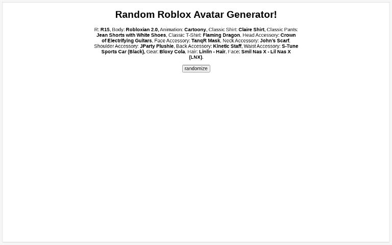 Random Roblox Avatar Generator!
