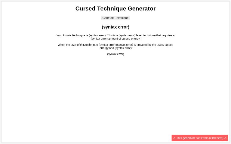 Cursed Technique Generator