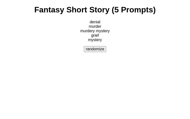 Fantasy Short Story (5 Prompts) ― Perchance Generator