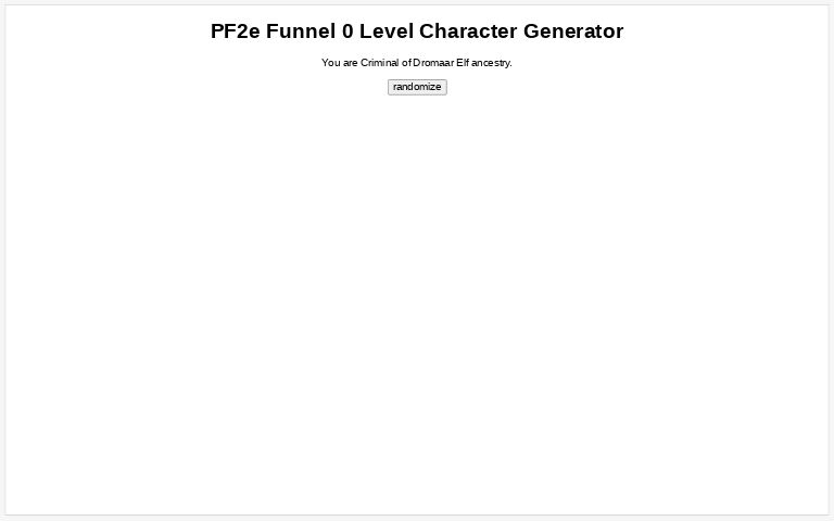 PF2e Funnel 0 Level Character Generator