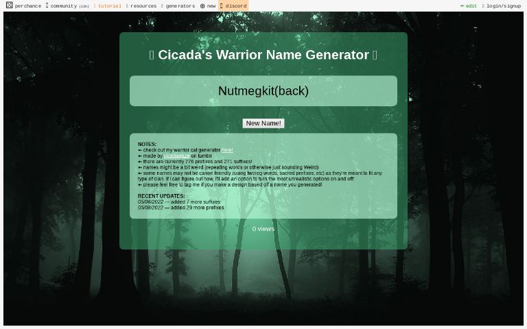 🕸 Cicada's Warrior Name Generator 🕸