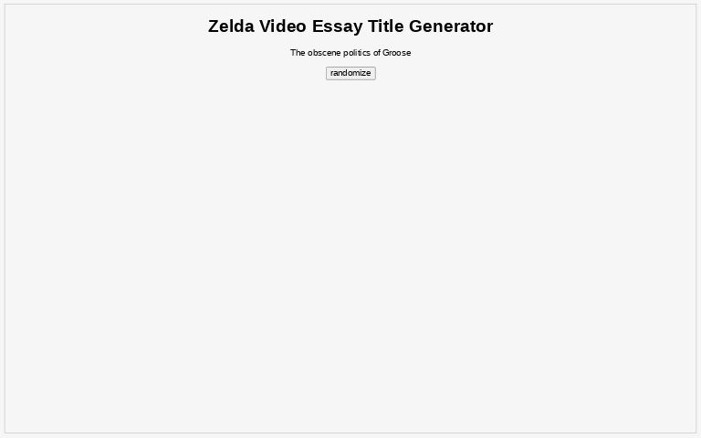 Zelda Video Essay Title Generator